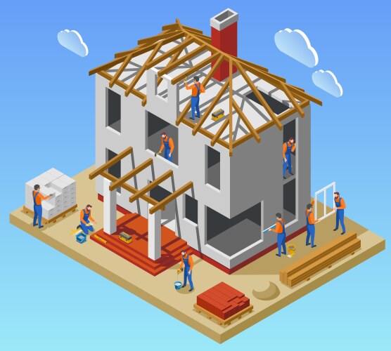 House construction phases infographics Royalty Free Vector