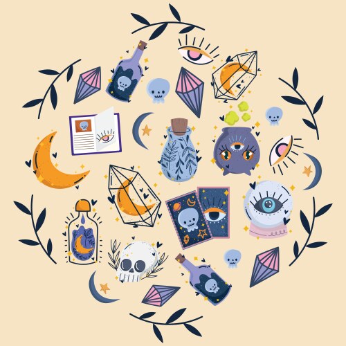 Magic elements seamless pattern alchemy Royalty Free Vector