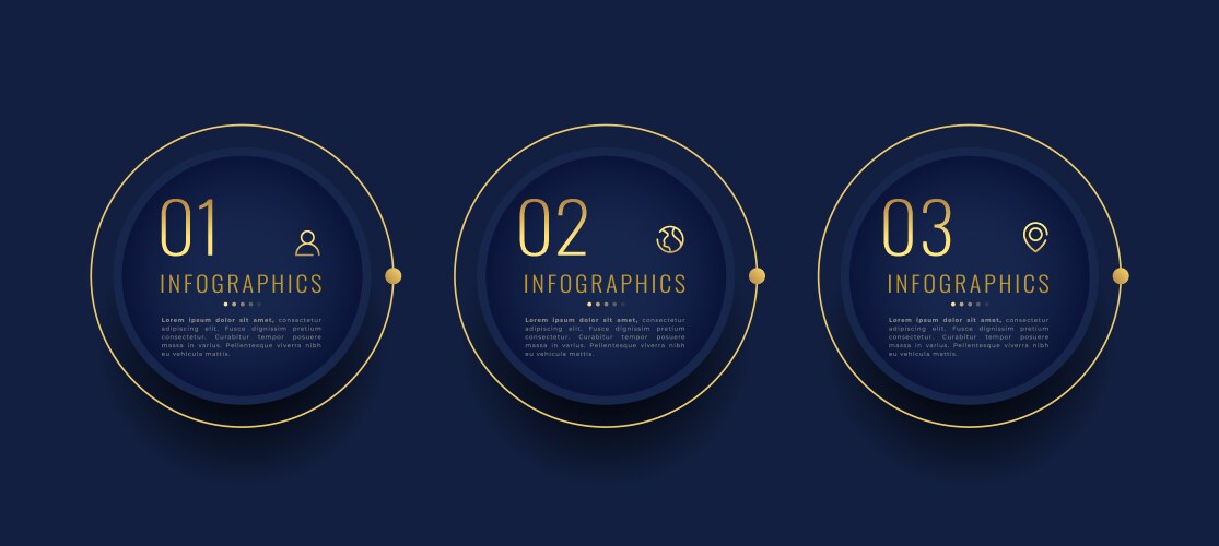 3 step infographic golden layout for your next Vector Image