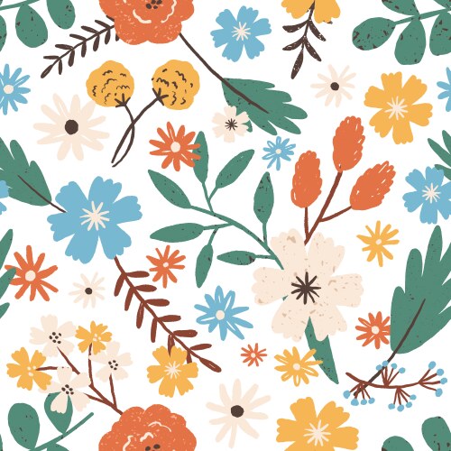 Abstract flowers seamless pattern floral Vector Image