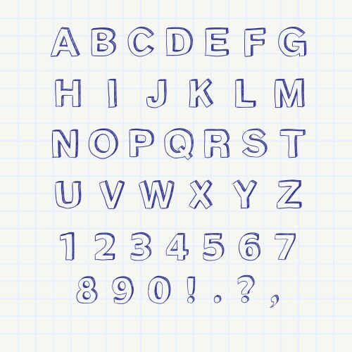 Hand font alphabet sketch Royalty Free Vector Image