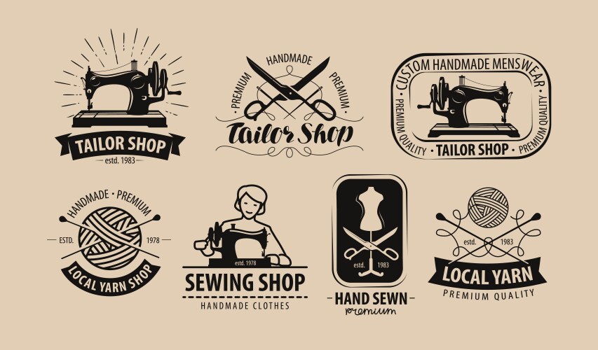 Tailoring tailor shop logo or label atelier Vector Image
