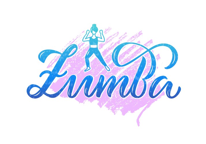 Zumba dance studio text calligraphy word banner Vector Image