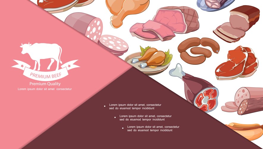 Cartoon meat sausages on plastic tray packed Vector Image