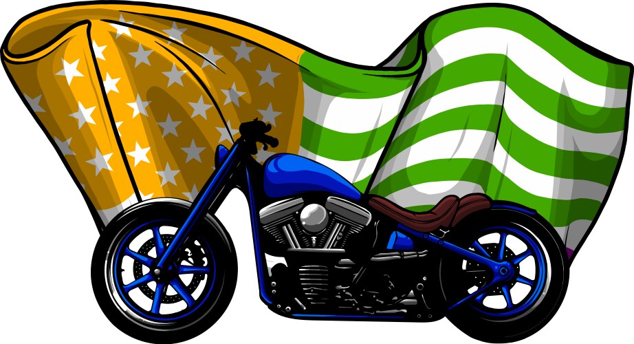 Chopper motorcycle with american flag Royalty Free Vector