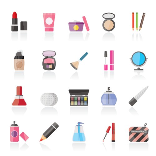 Glamorous make-up icons set Royalty Free Vector Image