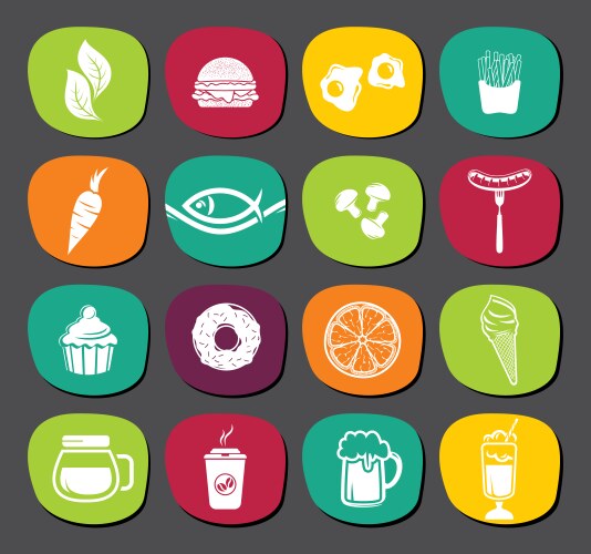 Square shaped food icon set Royalty Free Vector Image