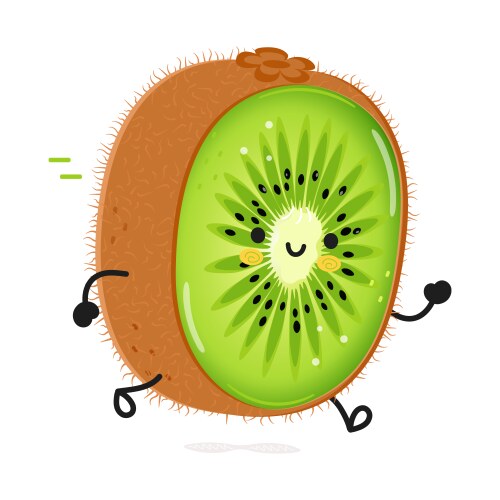 Sad kiwi fruit character hand drawn Royalty Free Vector