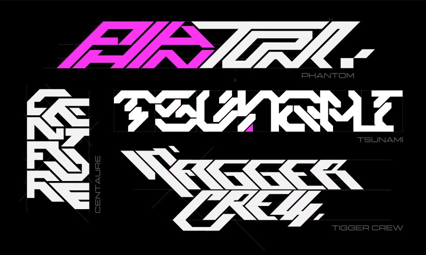 Cyberpunk decals set of stickers Royalty Free Vector Image