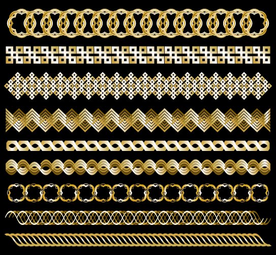 Gold chains and beads horizontal lines seamless Vector Image