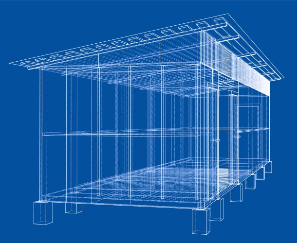 Construction polygonal wireframe building under Vector Image