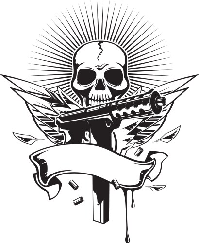 Skull soldier shooting the assault rifle Vector Image