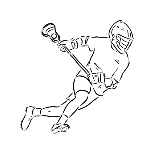Lacrosse sport sketch outline Royalty Free Vector Image