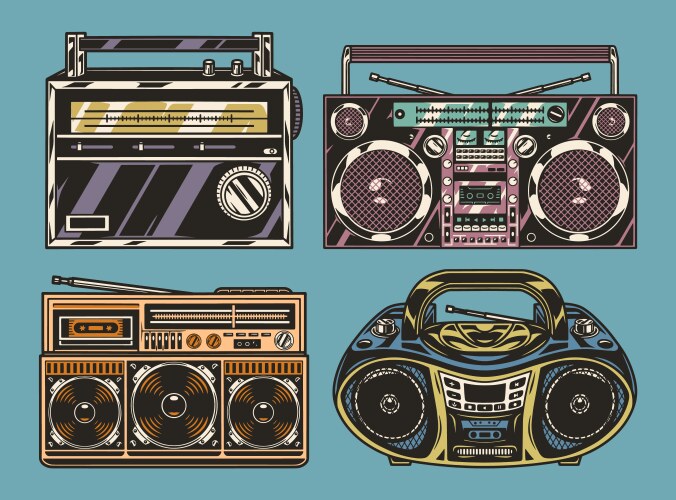 Funky colorful boom box Royalty Free Vector Image