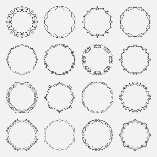 Collection of round decorative border frames Vector Image
