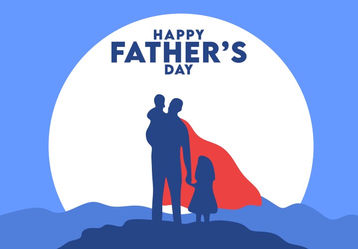 Superhero father with his son in celebration Vector Image