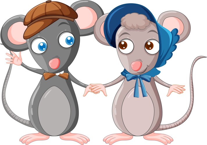 Two cartoon rats on a flowers background Vector Image