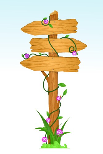 Wooden signpost cartoon direction pointer Vector Image