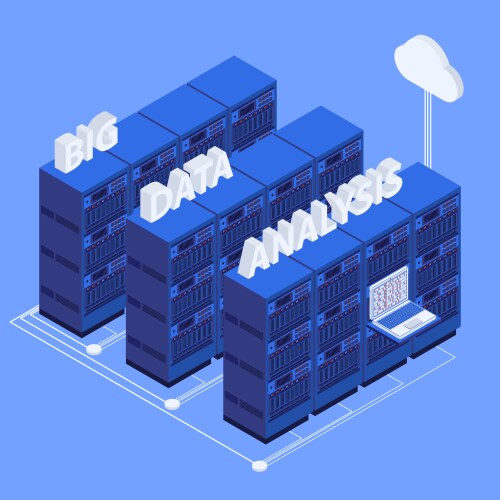 Big data analysis isometric composition Royalty Free Vector