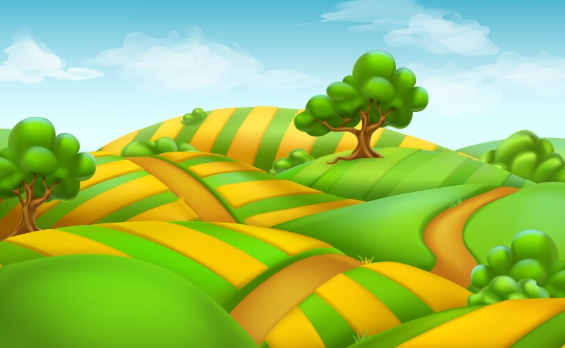 Nature landscape farm and mill 3d background Vector Image