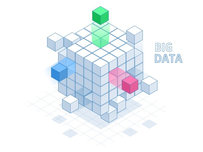 Data parts cube composition Royalty Free Vector Image