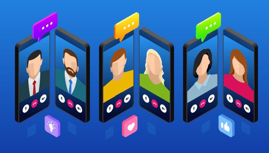 Messaging application isometric 3d concept Vector Image