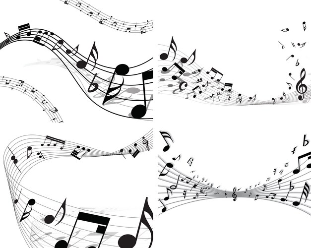 Music notes on two scales Royalty Free Vector Image
