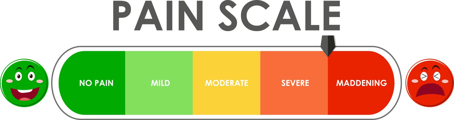 Diagram showing pain scale level with different Vector Image