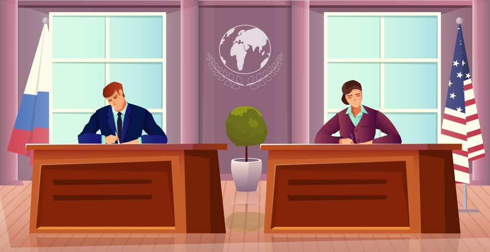 Diplomacy and diplomat isometric composition Vector Image