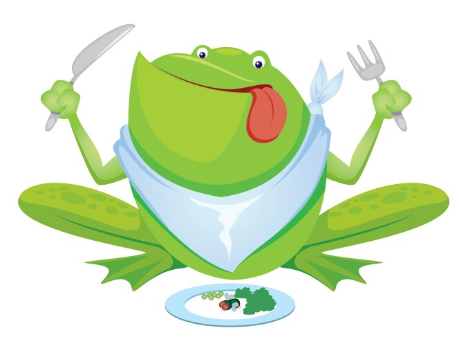 Cartoon green snake eating a frog Royalty Free Vector Image