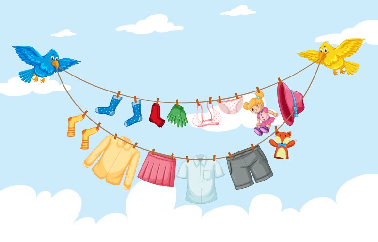 Clothes on the line Royalty Free Vector Image - VectorStock
