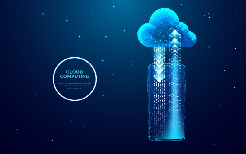 Cloud technology polygonal wireframe art looks Vector Image