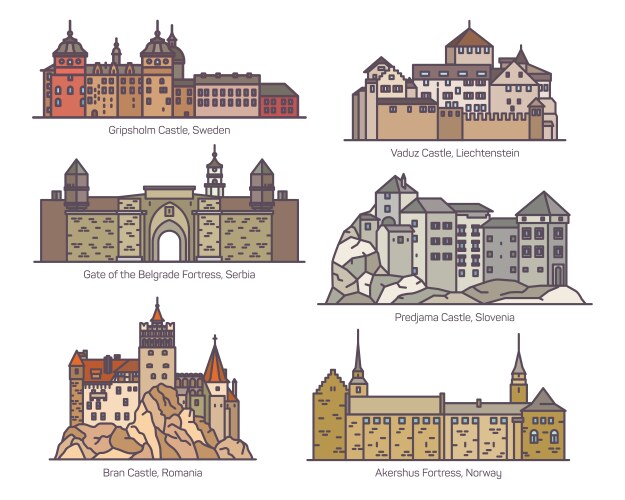 Romania Castle Vector Images (over 200)
