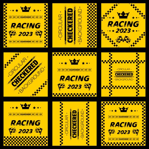 Black and yellow checkered race background Vector Image