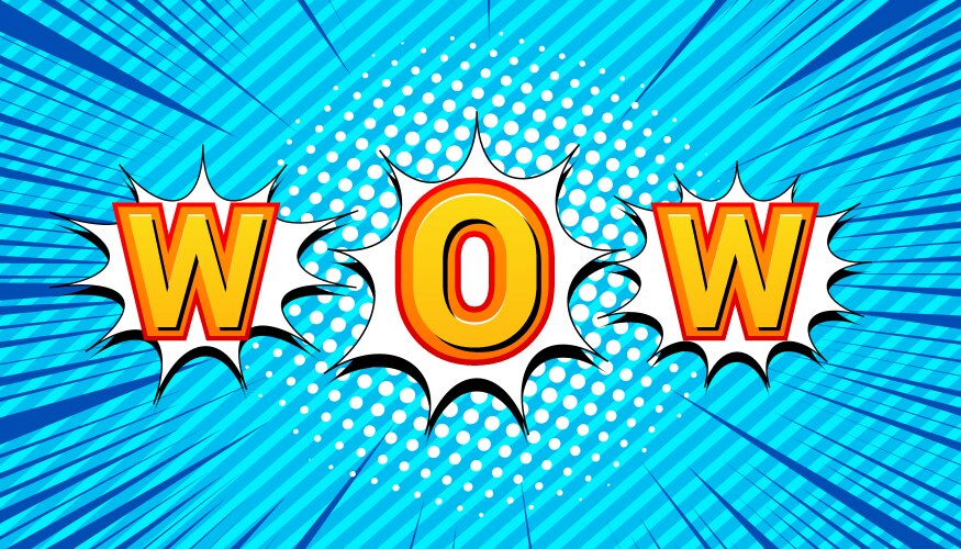 Comic wow wording template Royalty Free Vector Image