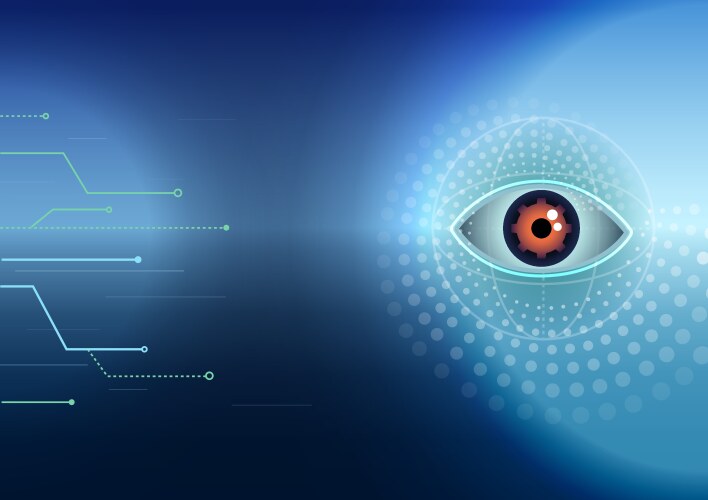 Cyber eye with shield Royalty Free Vector Image