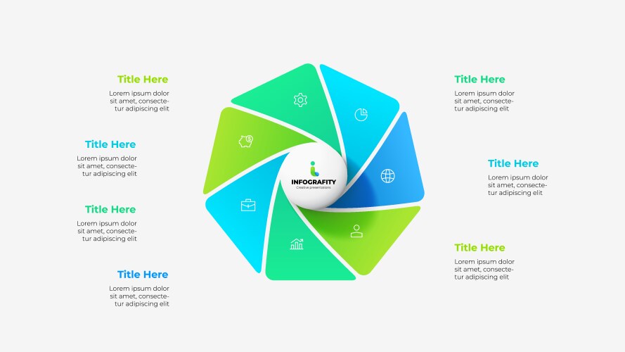 Diagram in the form of a heptagon divided into 7 Vector Image