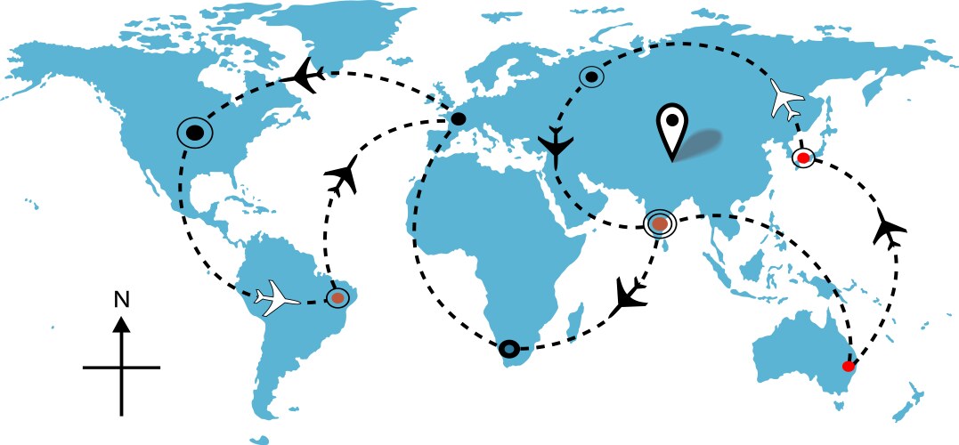 World routes Royalty Free Vector Image - VectorStock