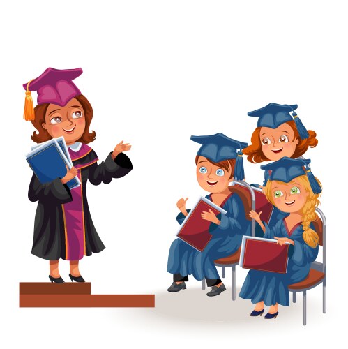 College students poster with happy graduates Vector Image