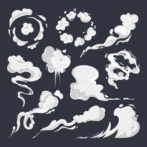 Smoke cloud explosion dust puff cartoon frame Vector Image
