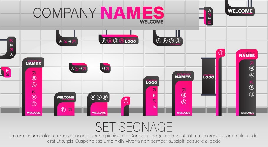 Exterior and interior signage concept direction Vector Image