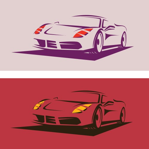 Sport car outlined sketch front view with motion Vector Image