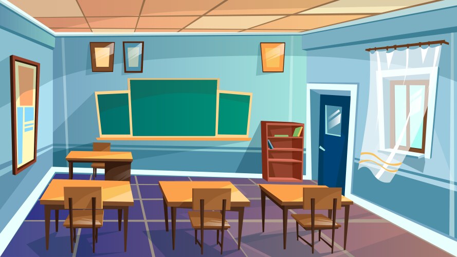 Cartoon empty school college classroom Royalty Free Vector