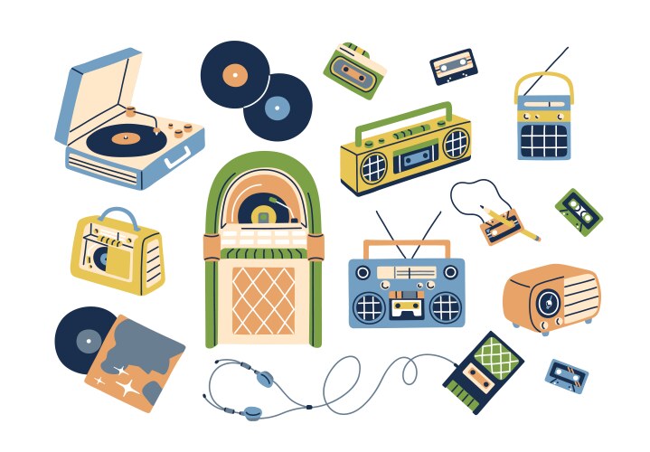 Retro music icons Royalty Free Vector Image - VectorStock