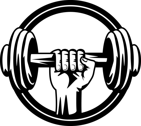 Gym emblem bodybuilder Royalty Free Vector Image