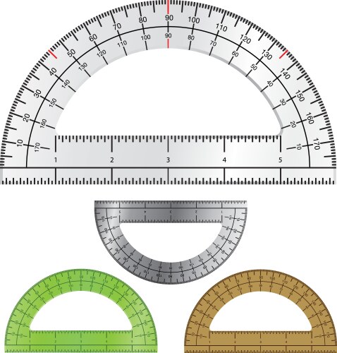Protractor scale measuring rulers Royalty Free Vector Image