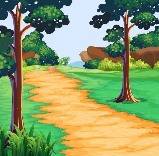 Nature scene with willow tree by the road Vector Image