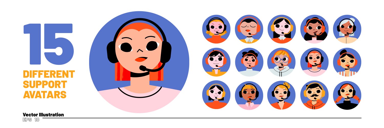 Call center operators work together Royalty Free Vector