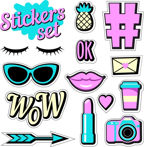 Fun patch collection Royalty Free Vector Image