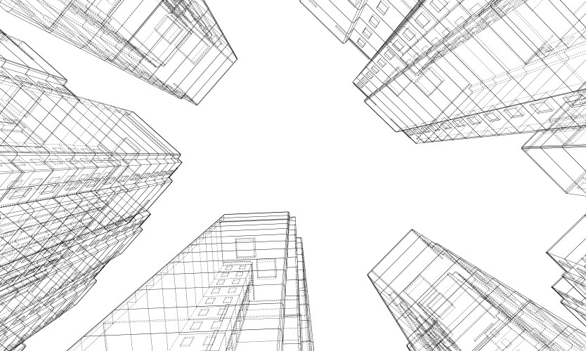 Wireframe lined shapes perspective mesh 3d grid Vector Image